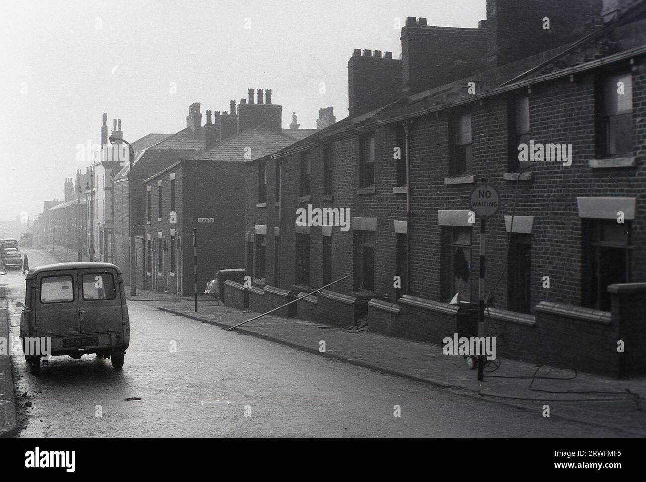 1960s, historical, rundown, dilapidated old victorian terraced houses ...