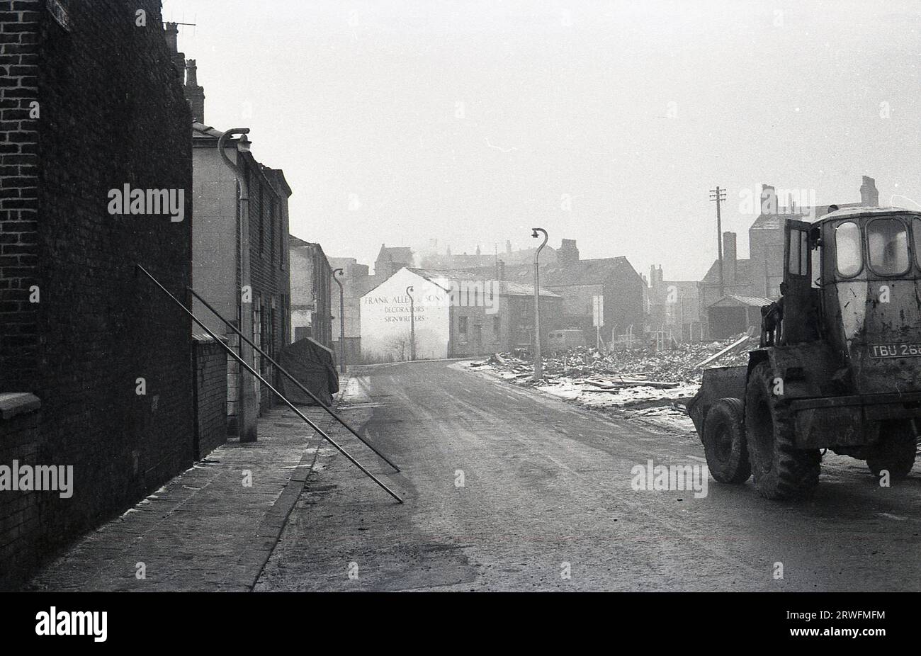 1960s, historical, demolition and ground clearance of old buildings and ...