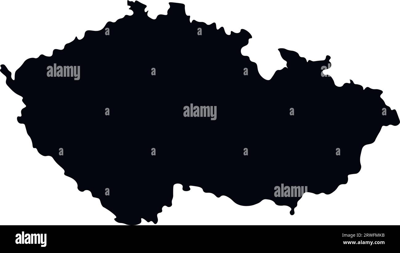 Isolated Simplified Illustration Icon With Black Silhouette Of Czech Republic Map White