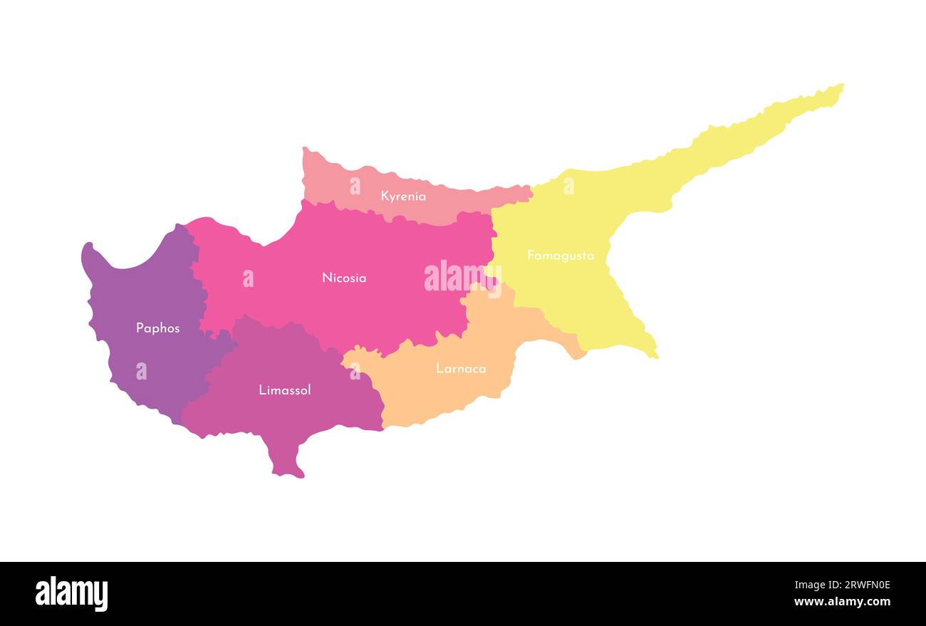 Vector isolated illustration of simplified administrative map of Cyprus ...