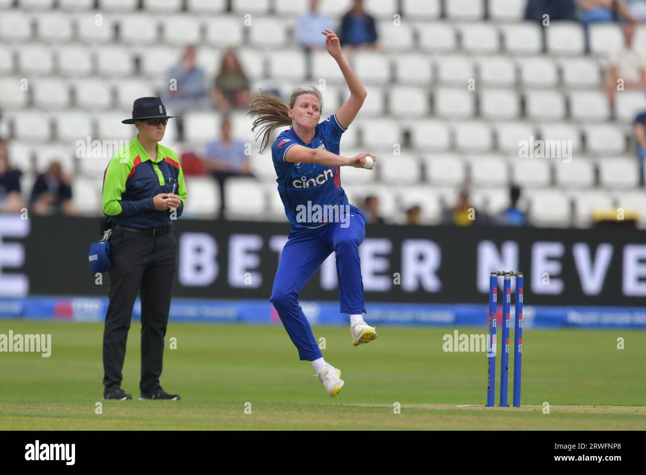Northampton, England. 12 Sep 2023. Lauren Filer of England Women bowls ...