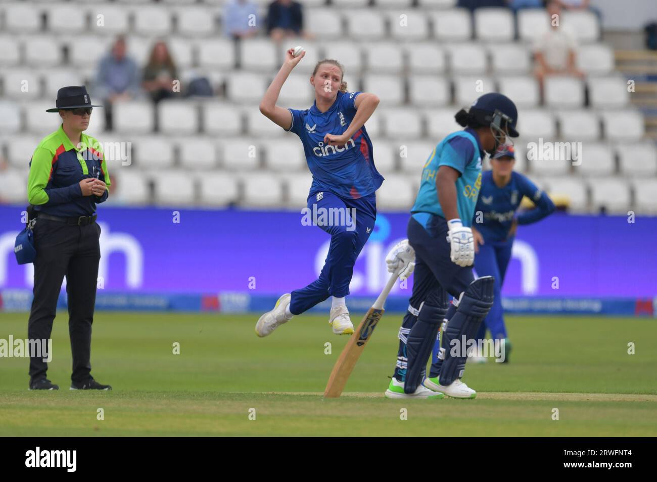 Northampton, England. 12 Sep 2023. Lauren Filer of England Women bowls ...