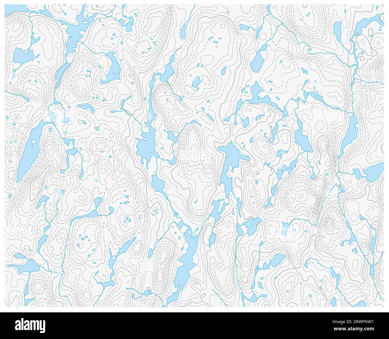 Topographic vector map with lake, river and isoline Stock Photo - Alamy