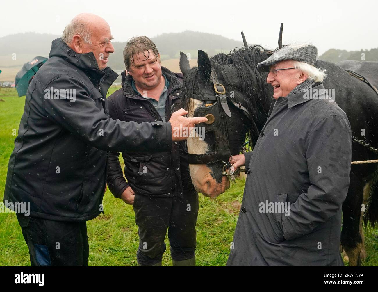 President Michael D Higgins meets competitors L-R James Gorry and John ...