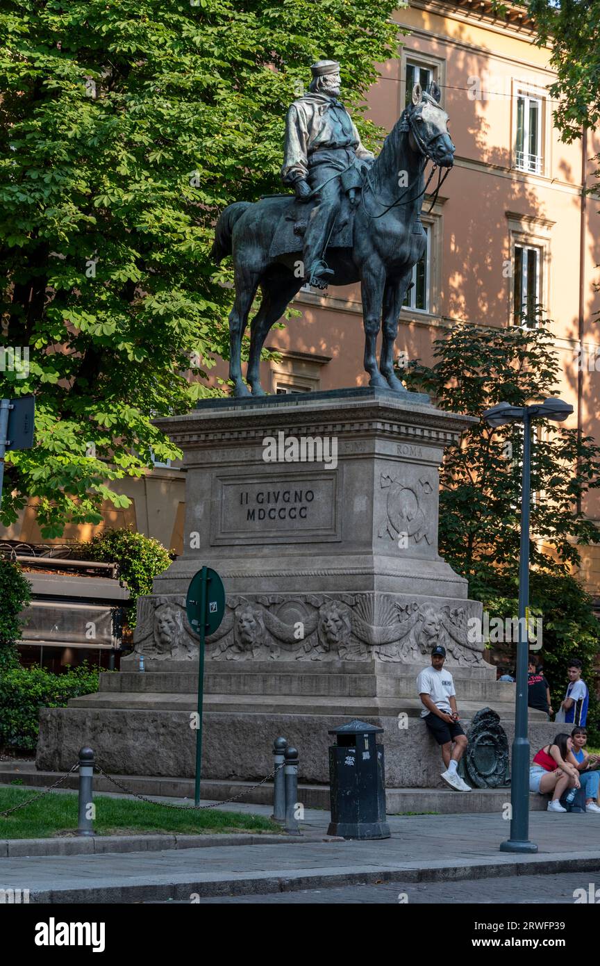 An Equestrian Statue of Giuseppe Garibaldi (1807–1882) who was an ...