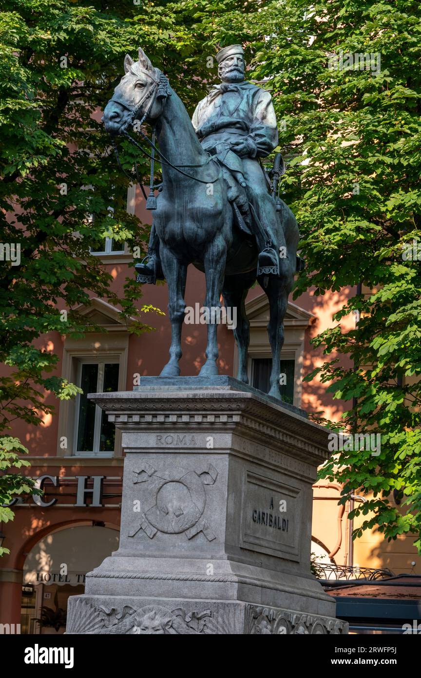 An Equestrian Statue of Giuseppe Garibaldi (1807–1882) who was an ...