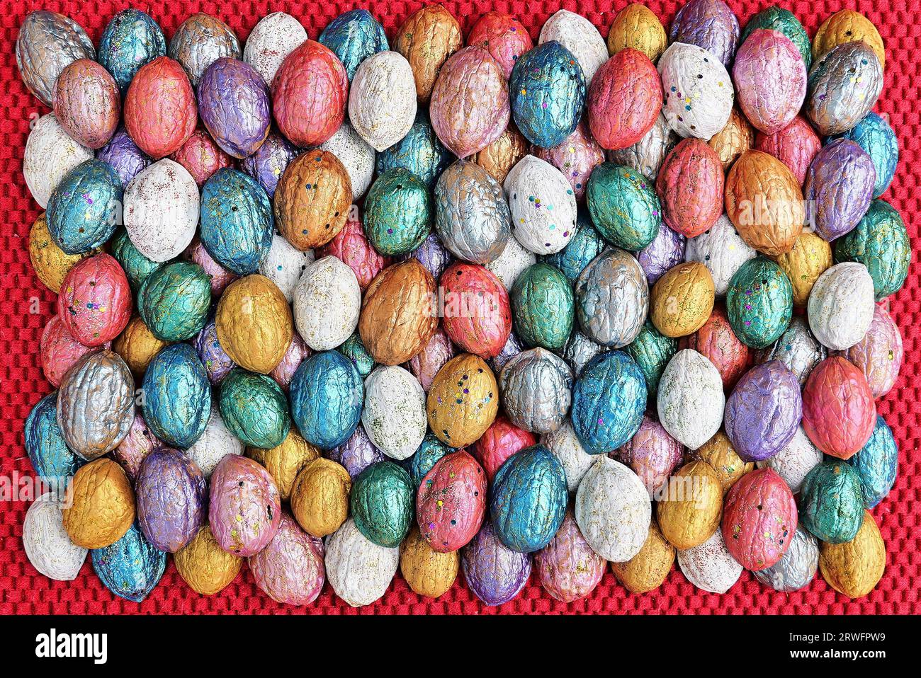 Christmas decorations made from painted walnut shells are very ...