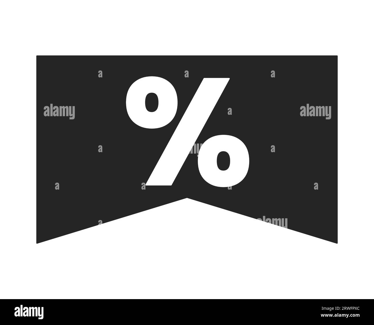 Retail sticker with percentage black and white 2D line cartoon price ...