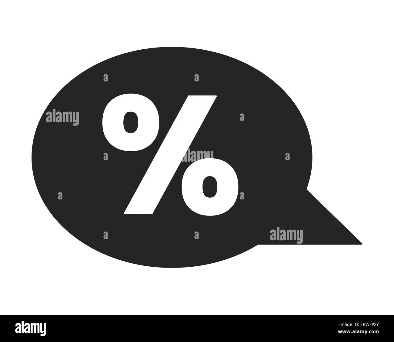 Dialog bubble percentage black and white 2D line cartoon price tag ...
