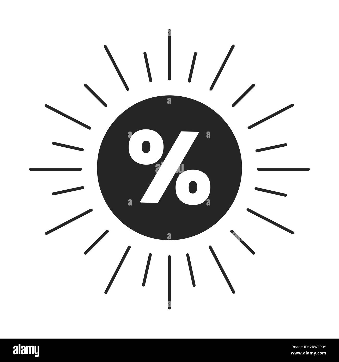 Percentage in sun sign black and white 2D line cartoon price tag Stock ...