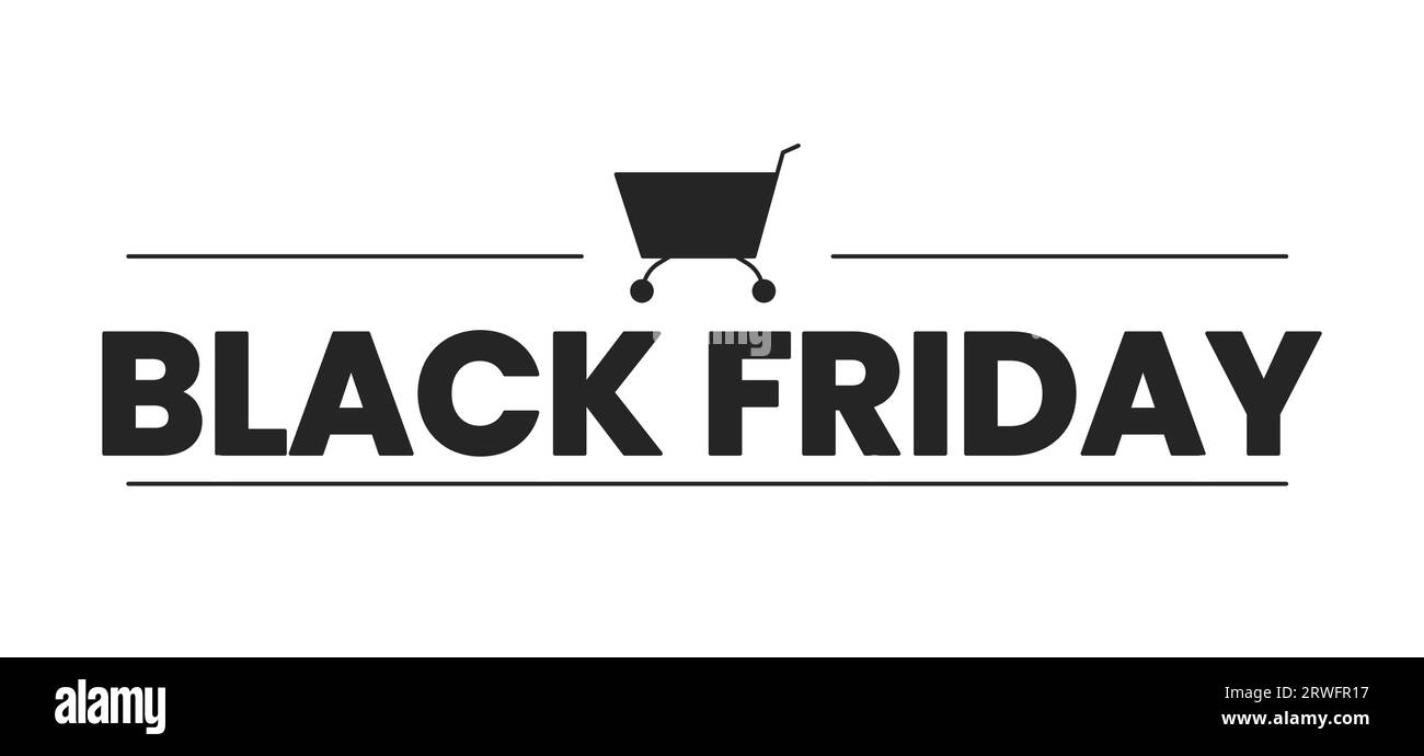 Black friday trolley black and white 2D line cartoon price tag Stock ...