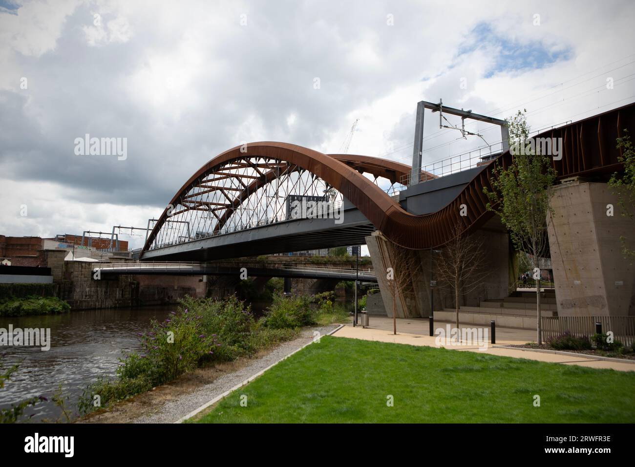A railway bridge which runs next to the Aviva Studios, the home of ...