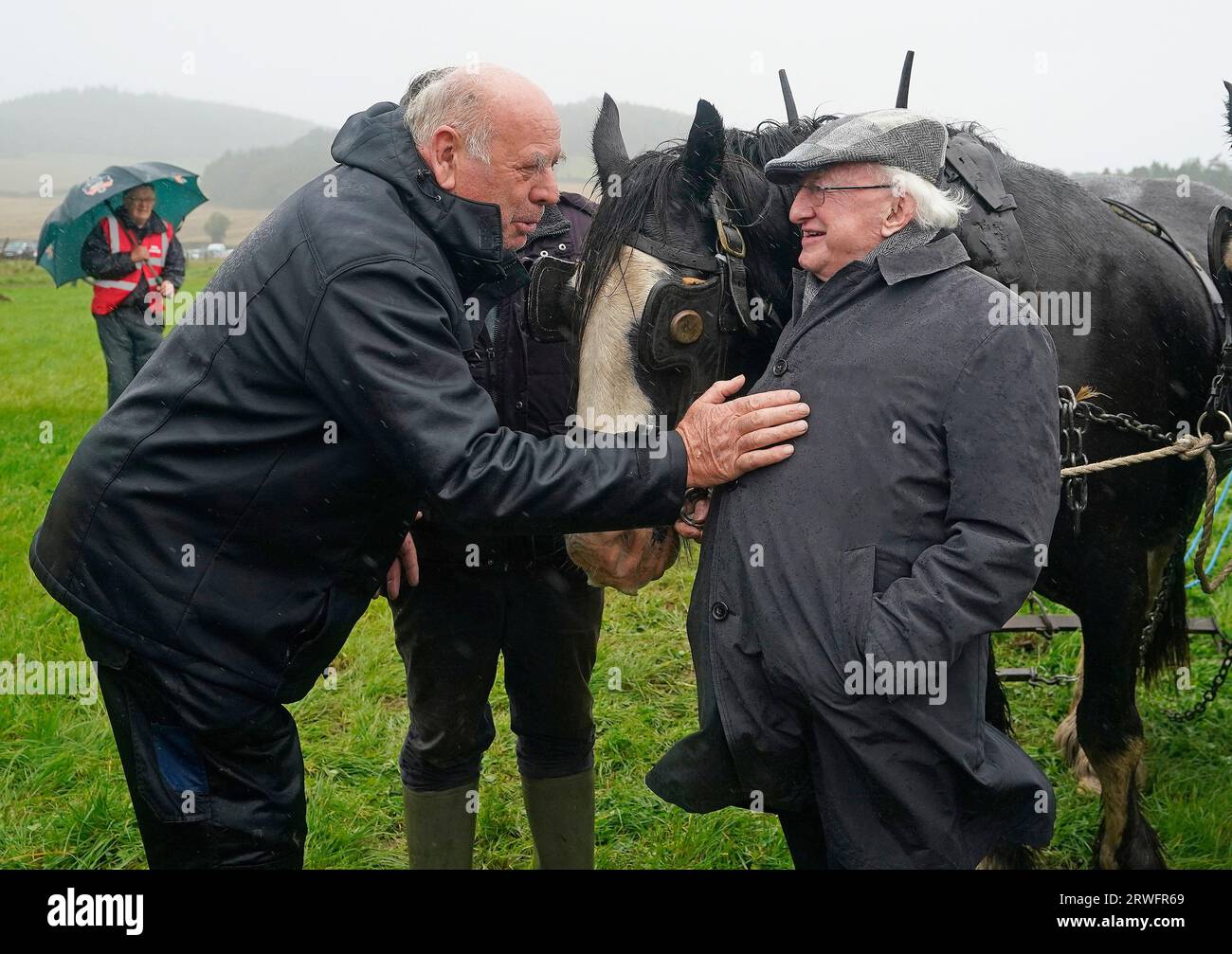 President Michael D Higgins meets competitors L-R James Gorry and John ...