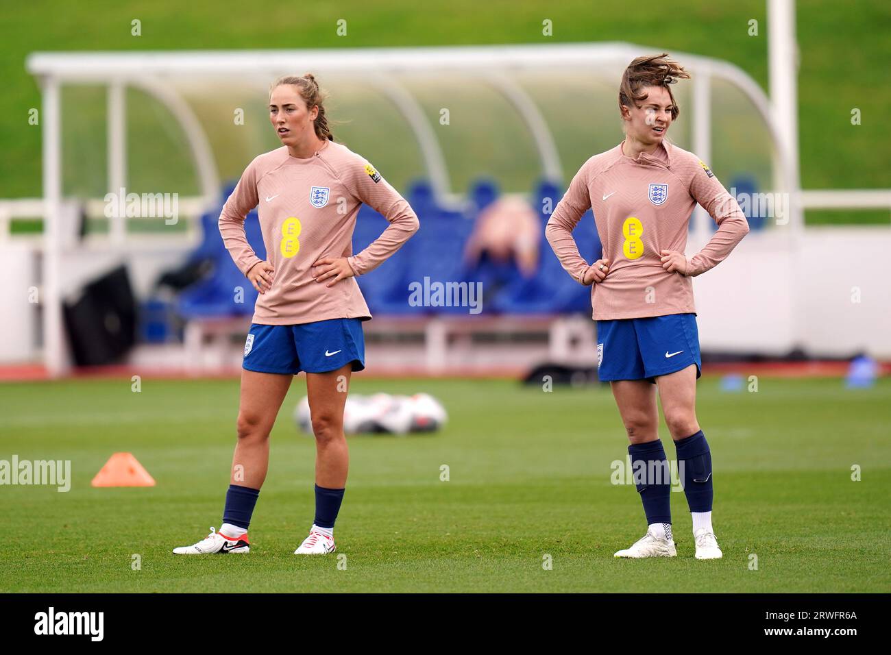 England's Lucy Parker and Niamh Charles (right) during a training ...
