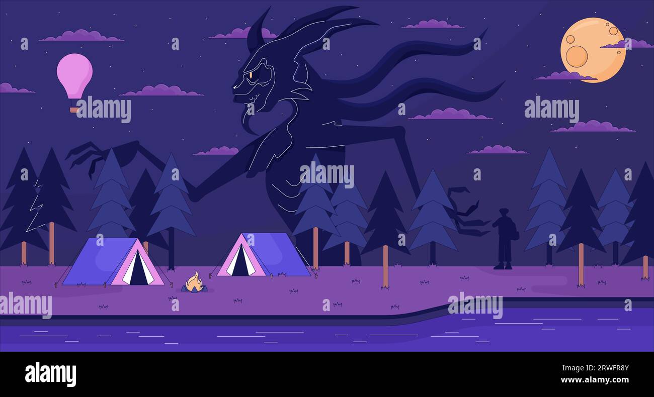 Creepy woods camping site lofi wallpaper Stock Vector Image & Art - Alamy