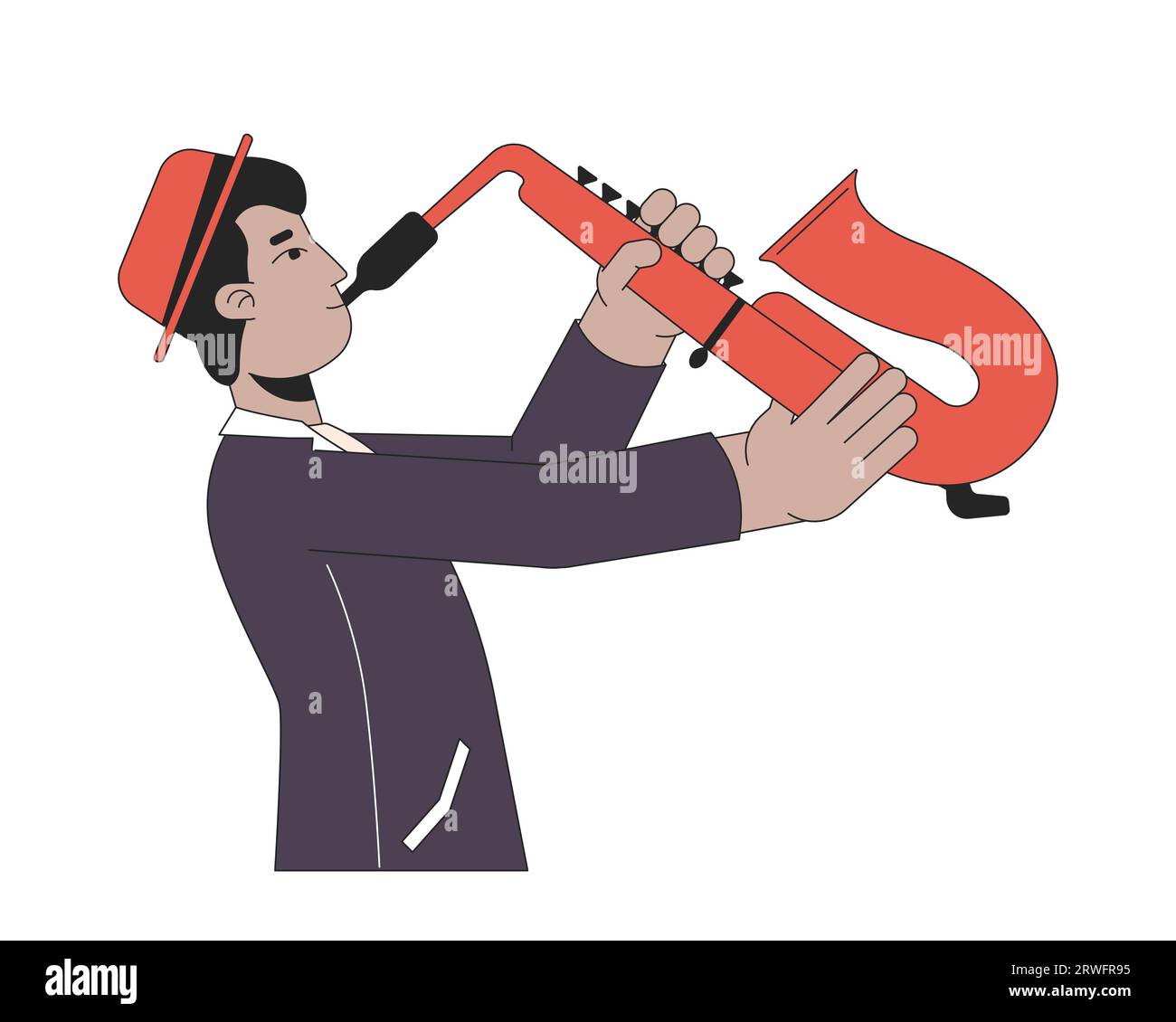 Indian young adult jazzman 2D linear cartoon character Stock Vector ...