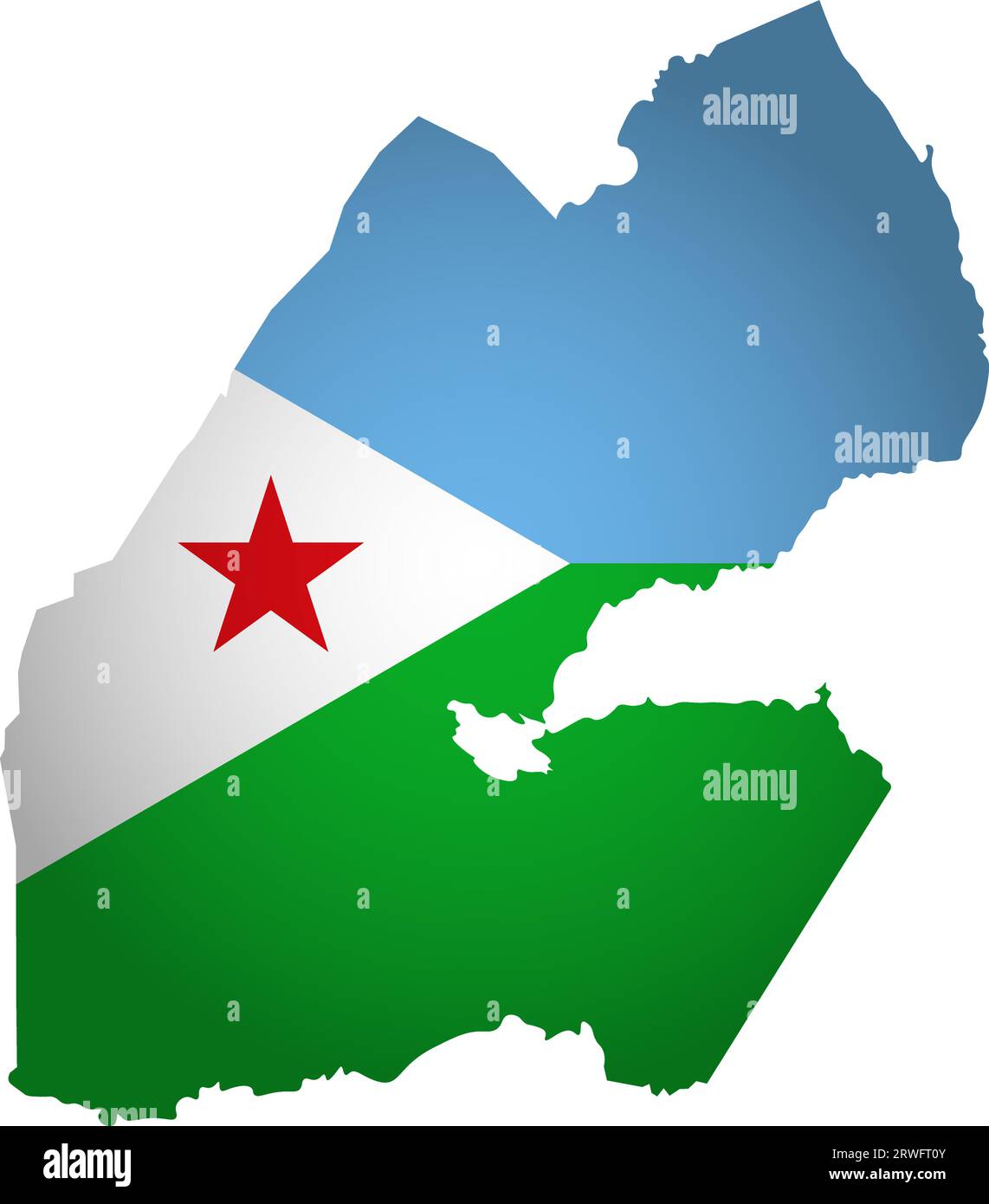 Illustration with Djibouti national flag with simplified shape of this ...