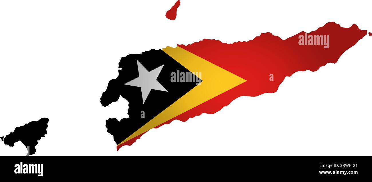 Illustration With National Flag With Simplified Shape Of East Timor Map