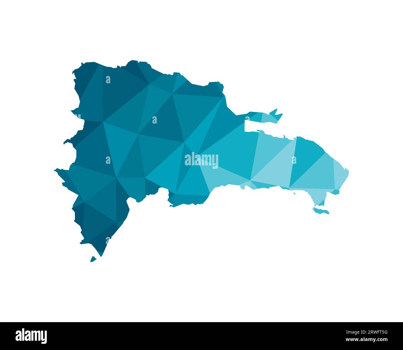 Vector isolated illustration icon with simplified blue silhouette of Dominican Republic map ...