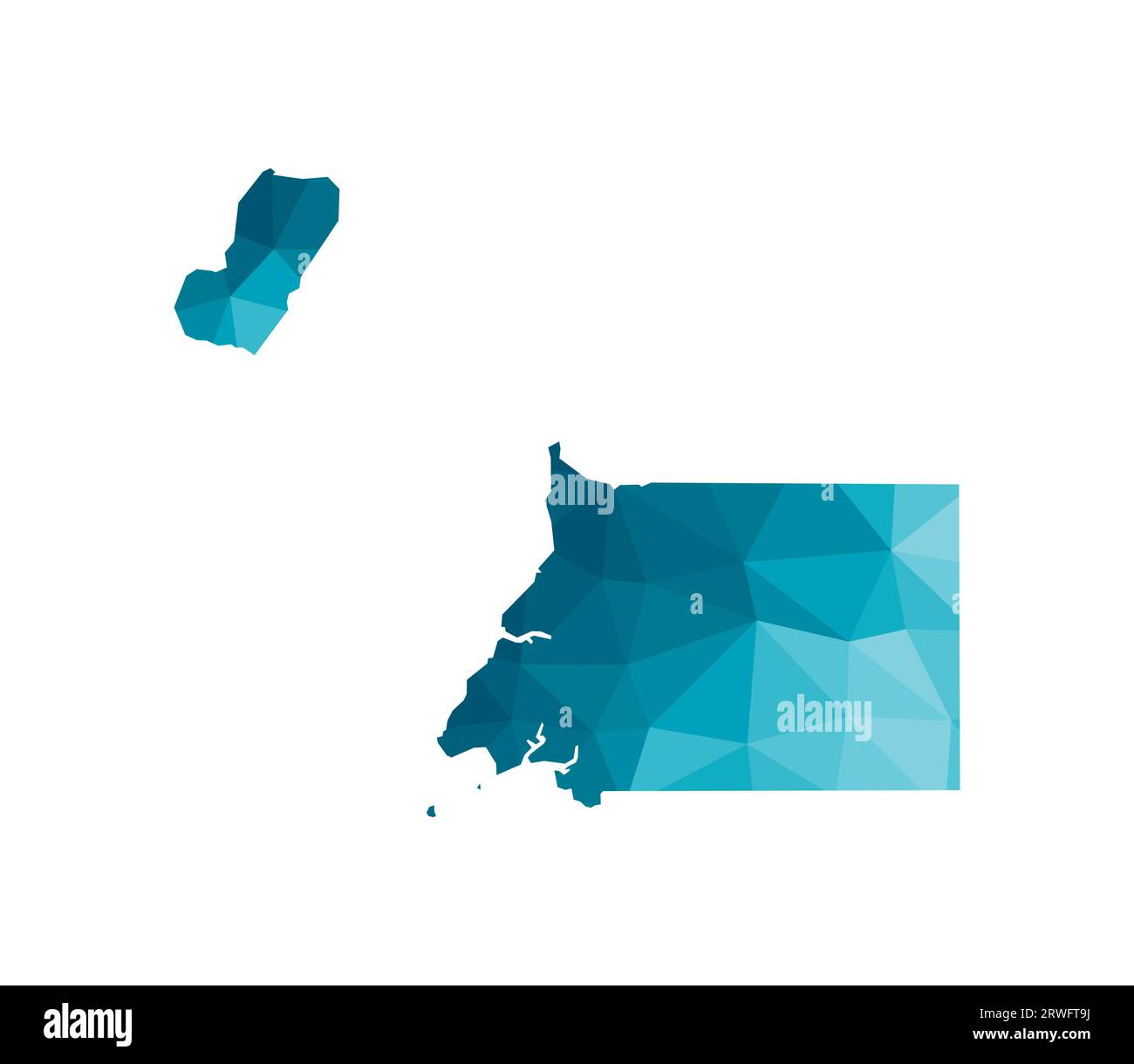 Vector isolated illustration icon with simplified blue silhouette of Equatorial Guinea map ...