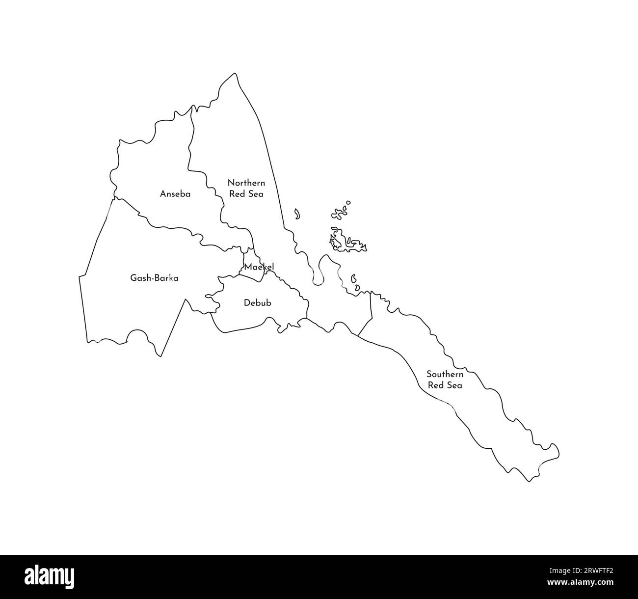 Vector Isolated Illustration Of Simplified Administrative Map Of Eritrea Borders And Names Of