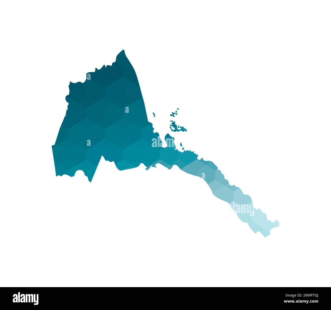 Vector isolated illustration icon with simplified blue silhouette of Eritrea map. Polygonal ...