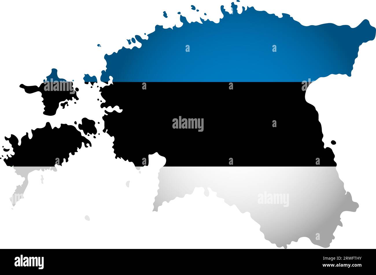 Illustration with Estonian national flag with simplified shape of ...