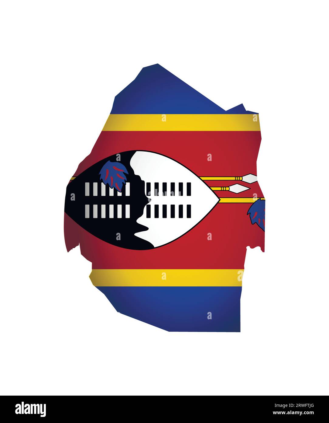 Vector illustration with national flag and map (simplified) shape) of Eswatini (Swaziland ...
