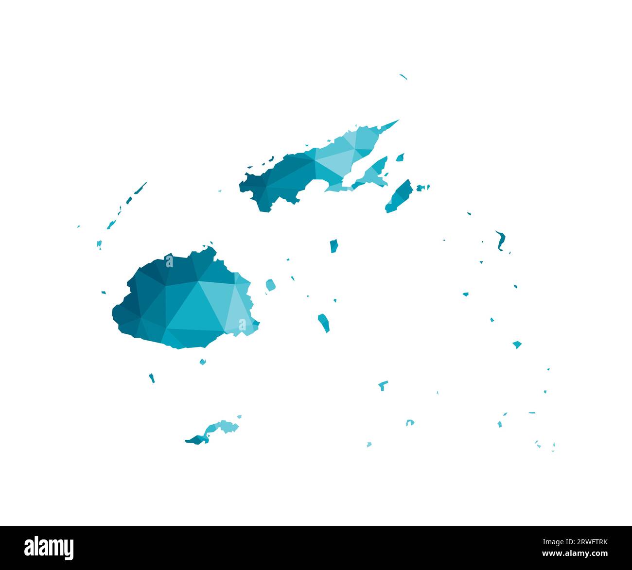 Vector isolated illustration icon with simplified blue silhouette of Fiji map. Polygonal ...
