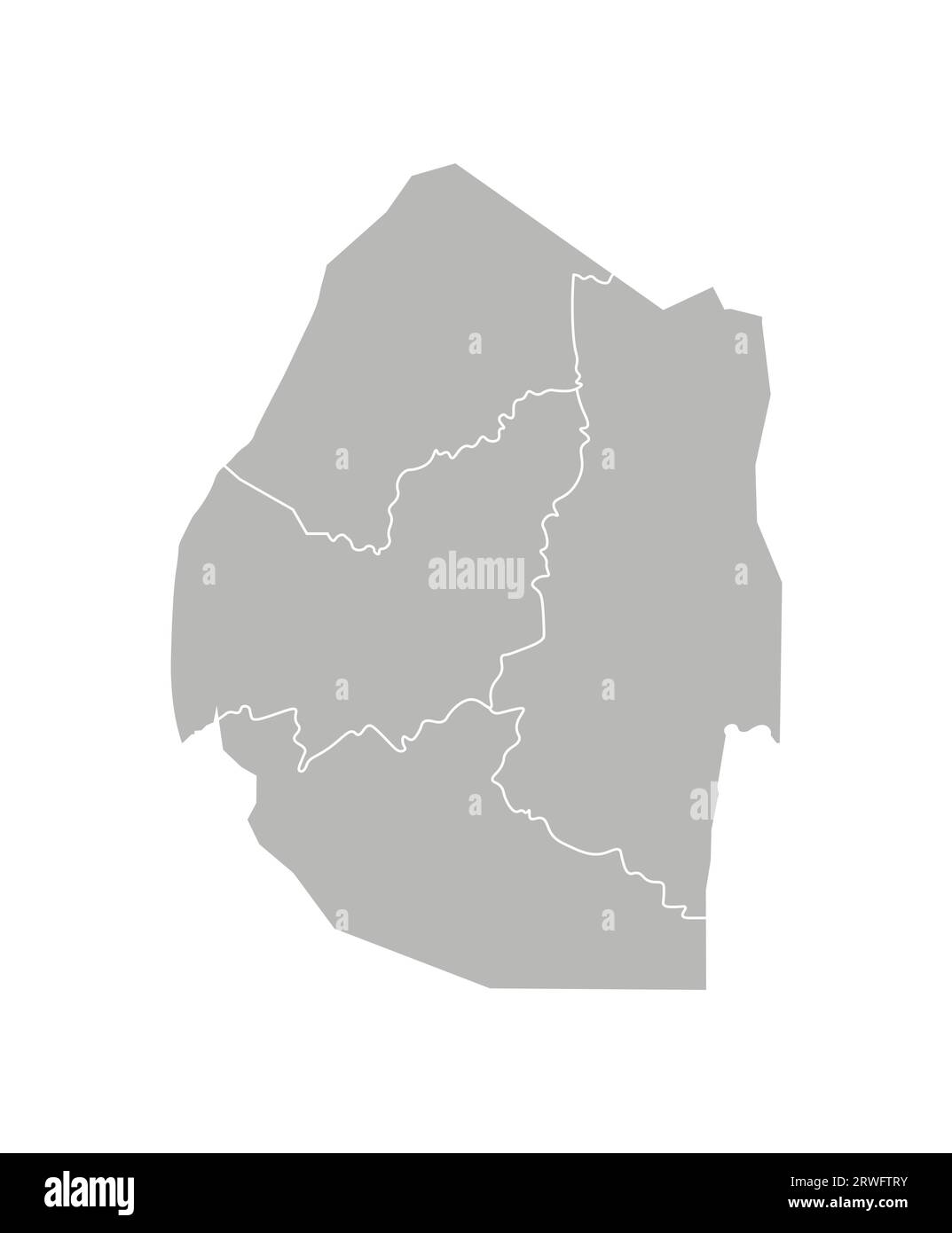 Vector isolated illustration of simplified administrative map of Eswatini (Swaziland). Borders ...