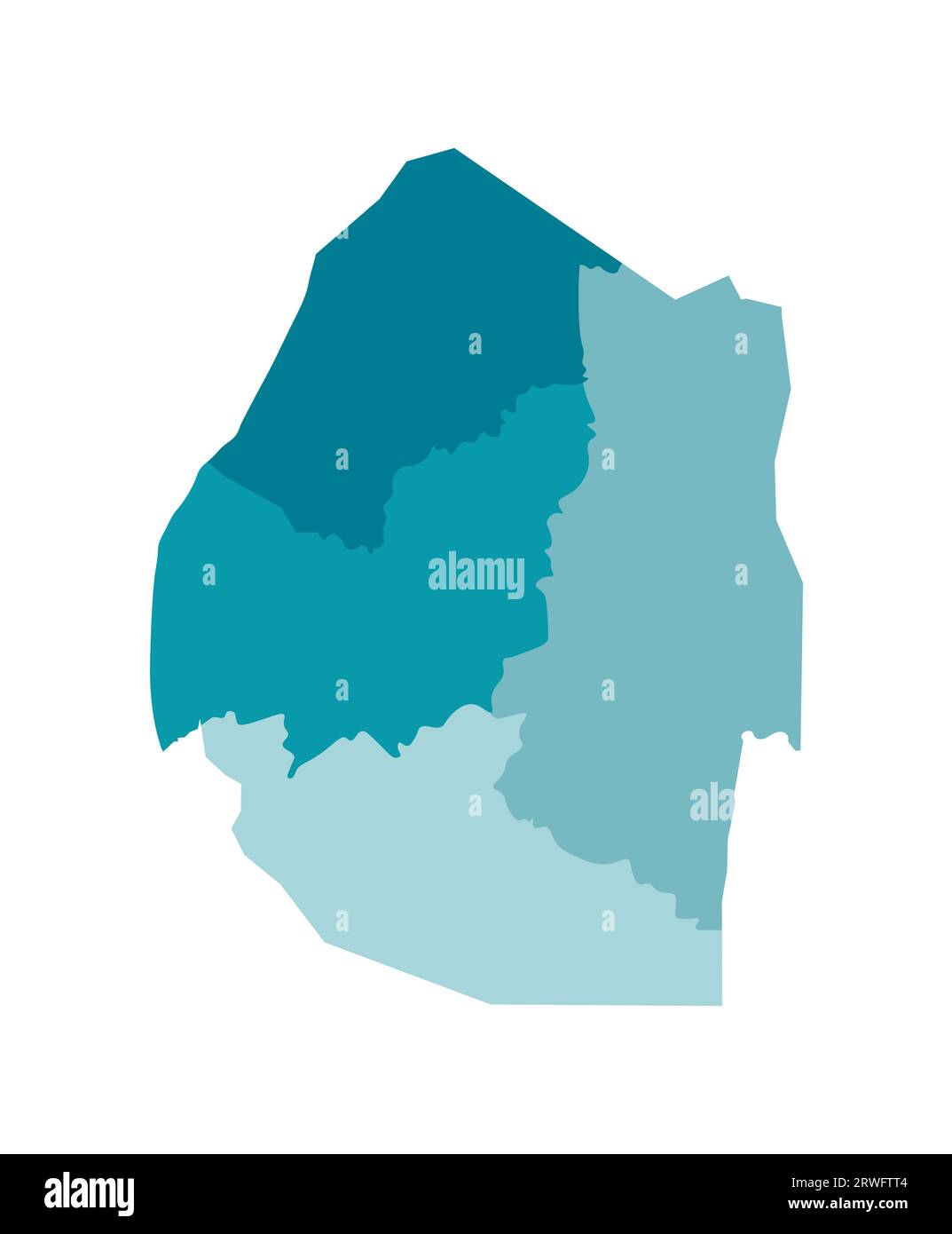 Vector isolated illustration of simplified administrative map of Eswatini (Swaziland). Borders ...
