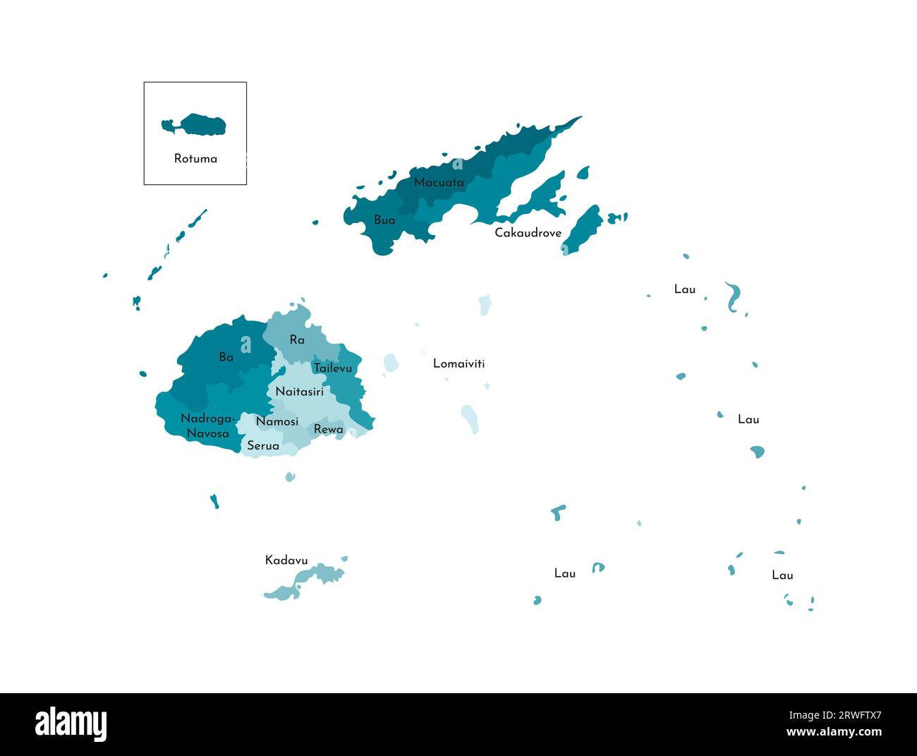 Vector isolated illustration of simplified administrative map of Fiji ...