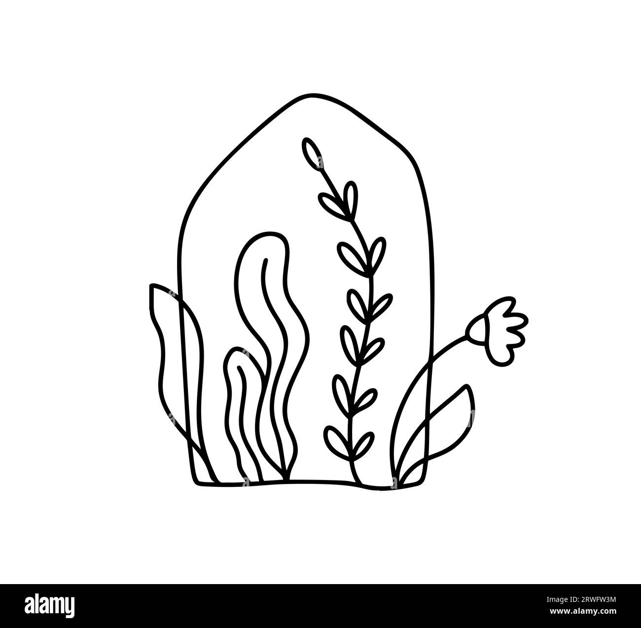 Eco House with flowers. Simple Calligraphy nature Vector bio Icon ...