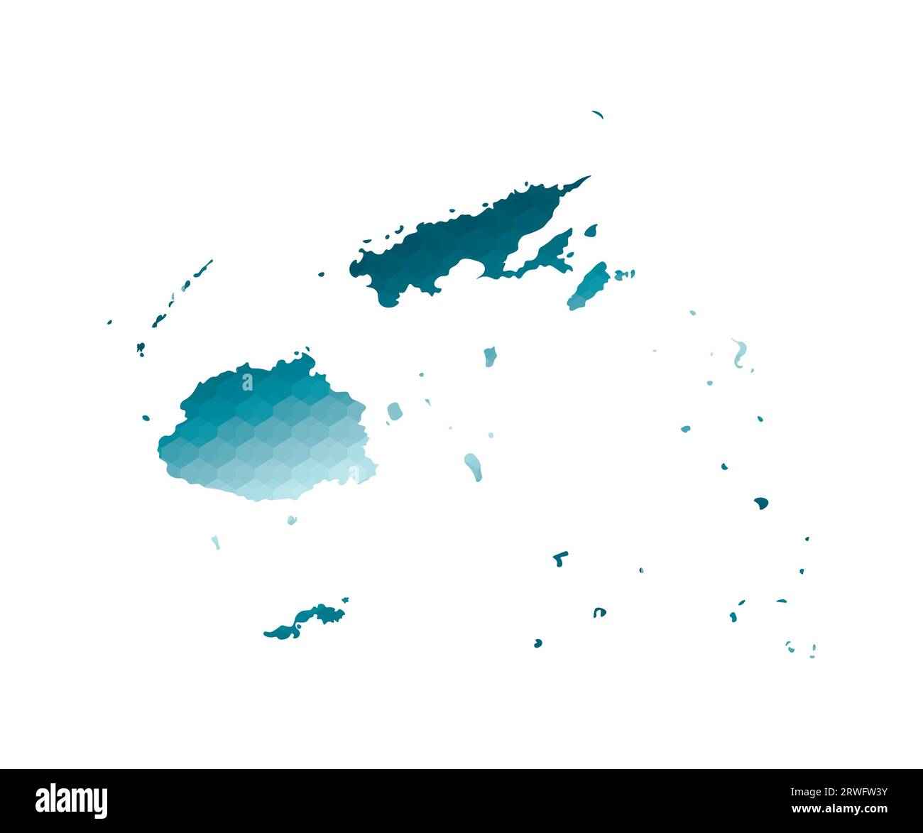 Vector isolated illustration icon with simplified blue silhouette of Fiji map. Polygonal ...