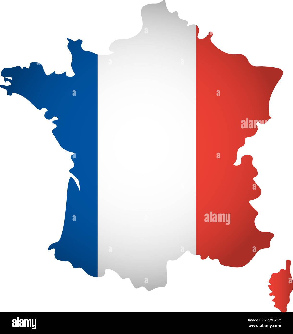 Vector illustration with France national flag with shape of France map ...