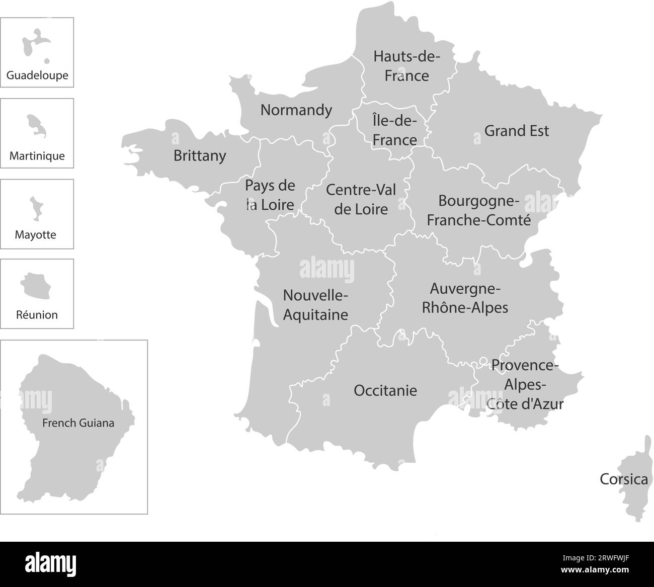 Vector isolated illustration of simplified administrative map of France ...