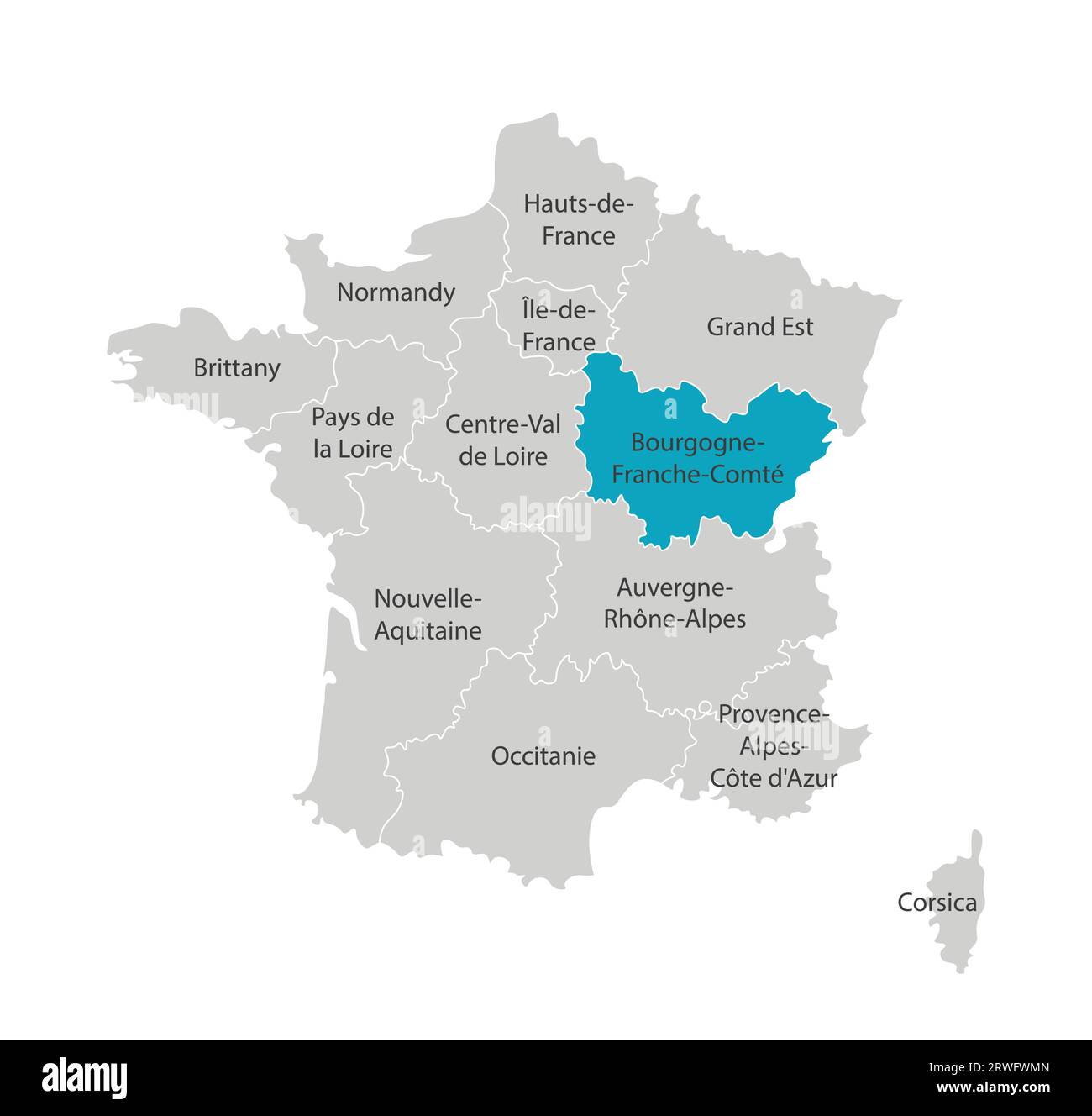 Vector isolated illustration of simplified administrative map of France ...
