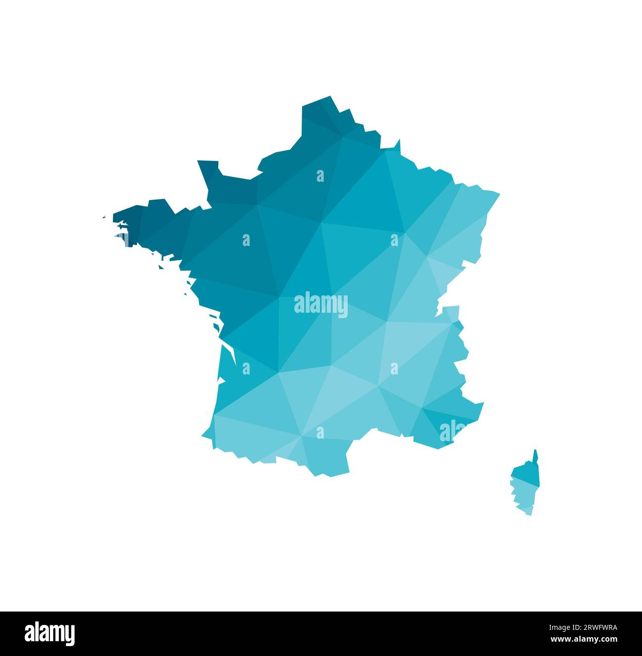 Vector illustration with simplified blue silhouette of France map ...