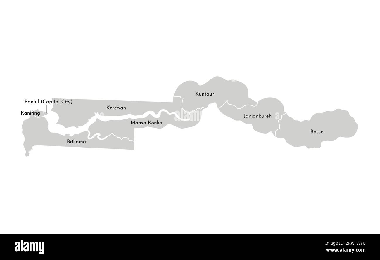 Vector isolated illustration of simplified administrative map of Gambia ...