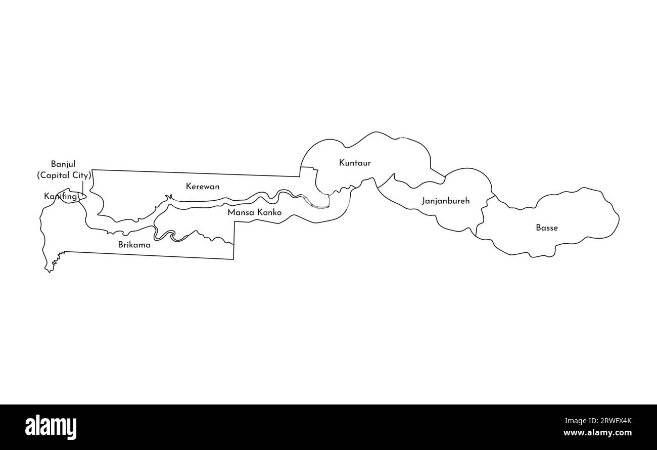Vector isolated illustration of simplified administrative map of Gambia ...