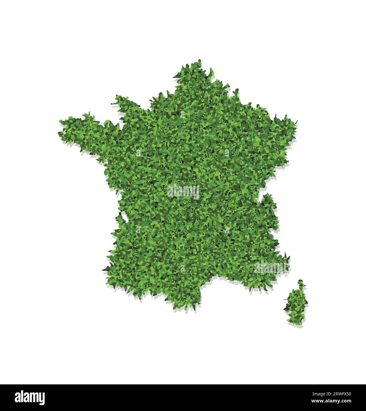 Vector simplified illustration icon with green grassy silhouette of ...