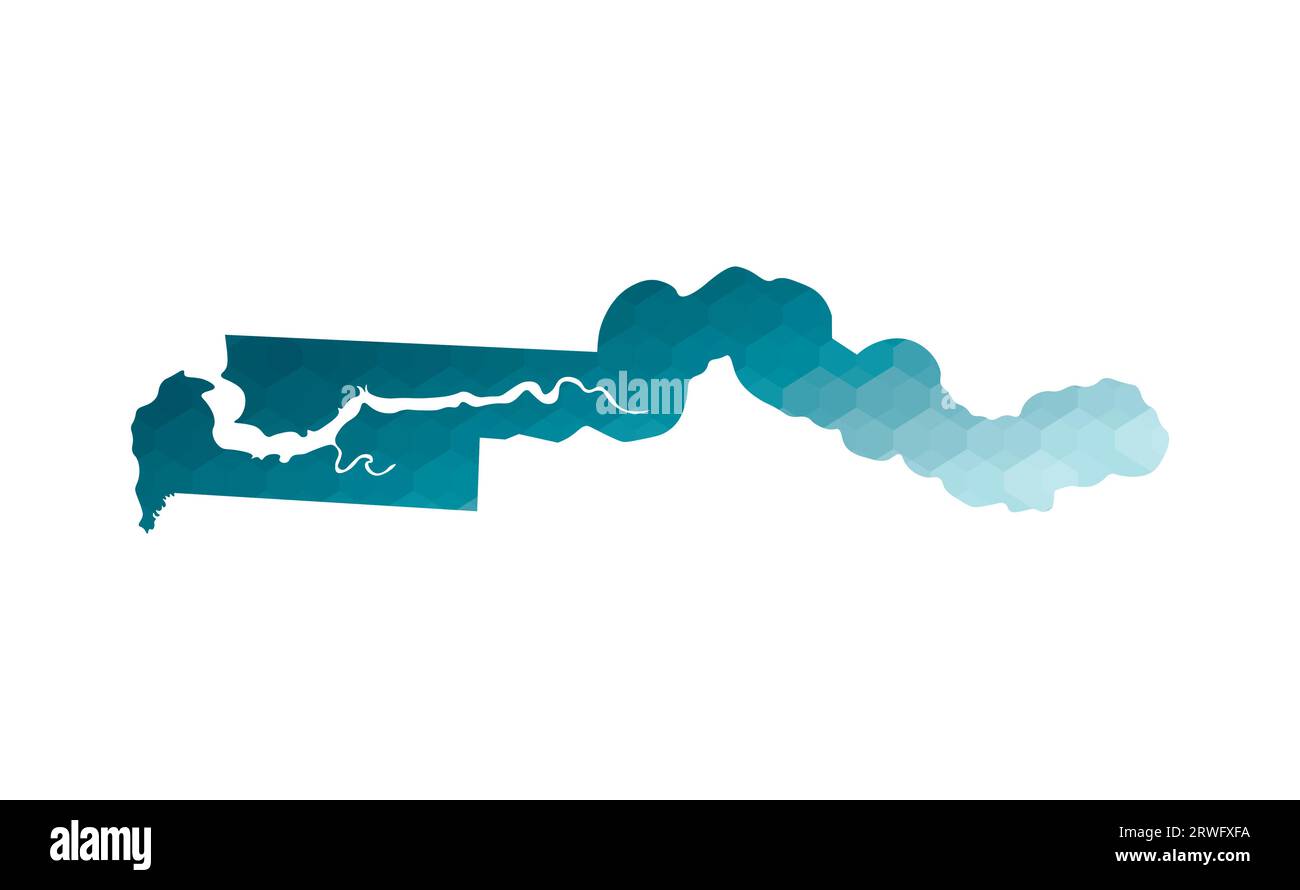 Vector isolated illustration icon with simplified blue silhouette of Gambia map. Polygonal ...