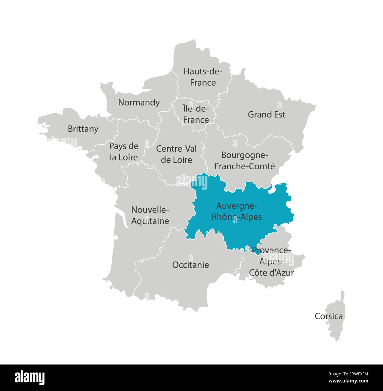 Vector isolated illustration of simplified administrative map of France ...