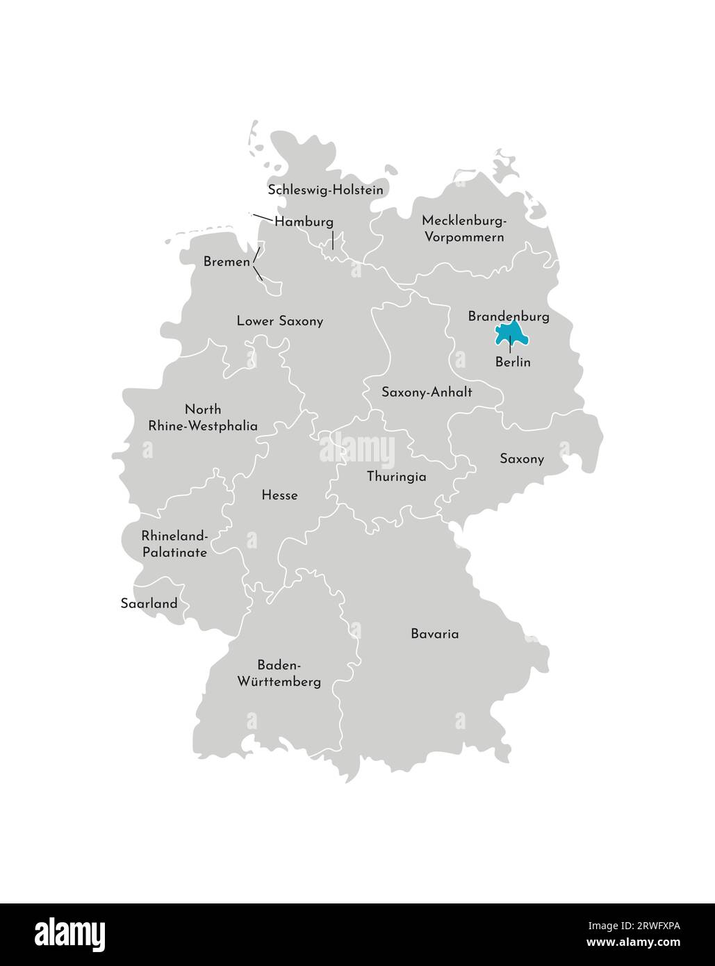 Vector isolated illustration of simplified administrative map of ...