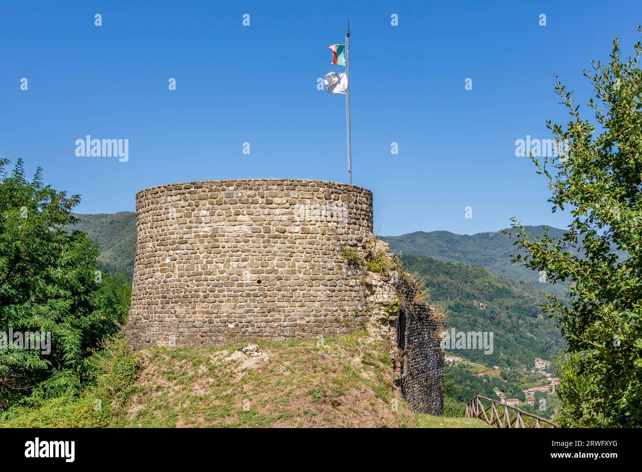 A tower of the ancient fortress of Villa Basilica, Lucca, Italy Stock ...
