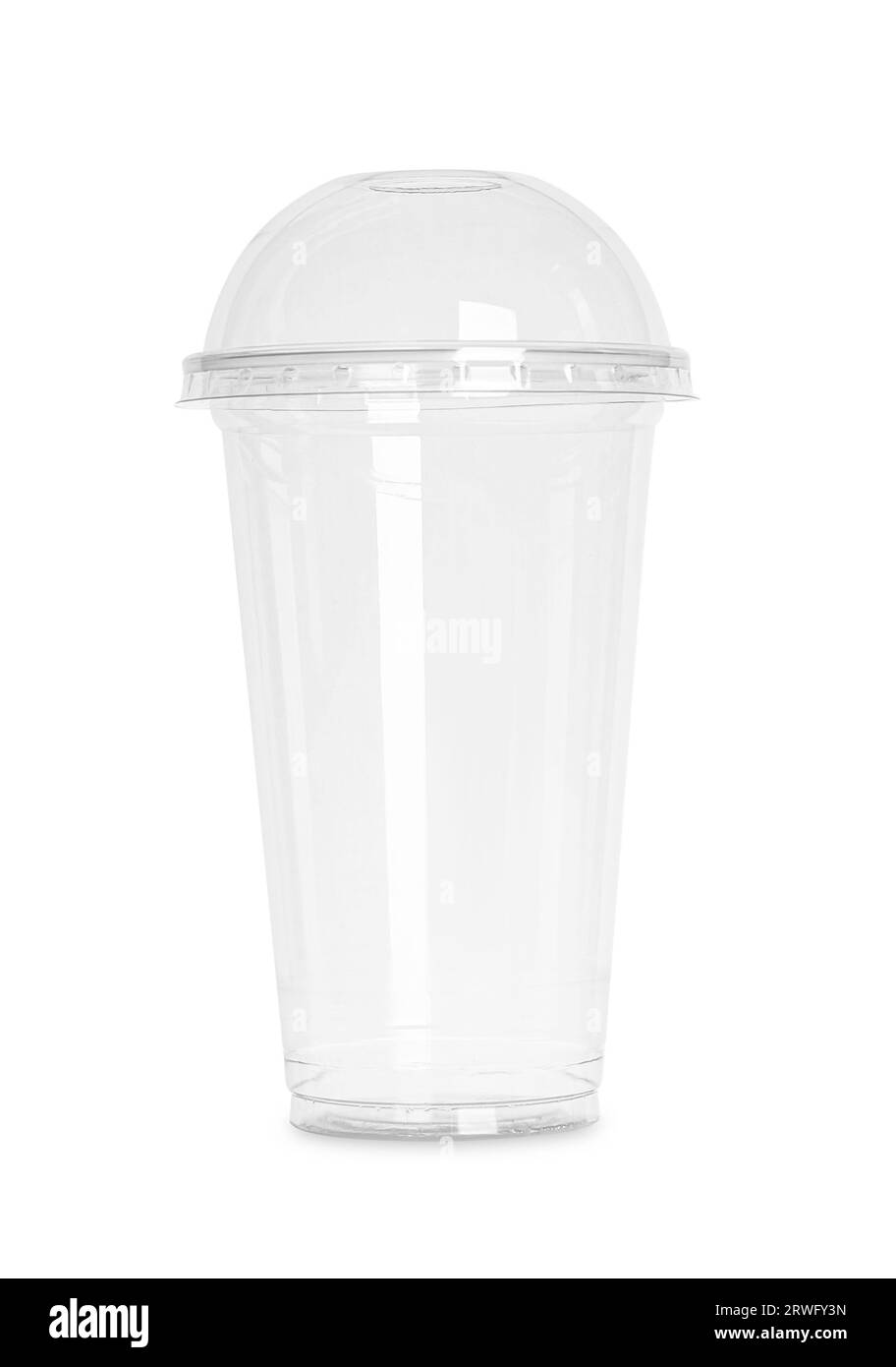 One empty plastic cup isolated on white Stock Photo - Alamy