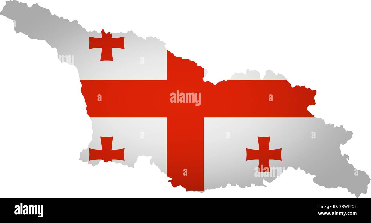 Illustration with national flag with simplified shape of Georgia (state ...
