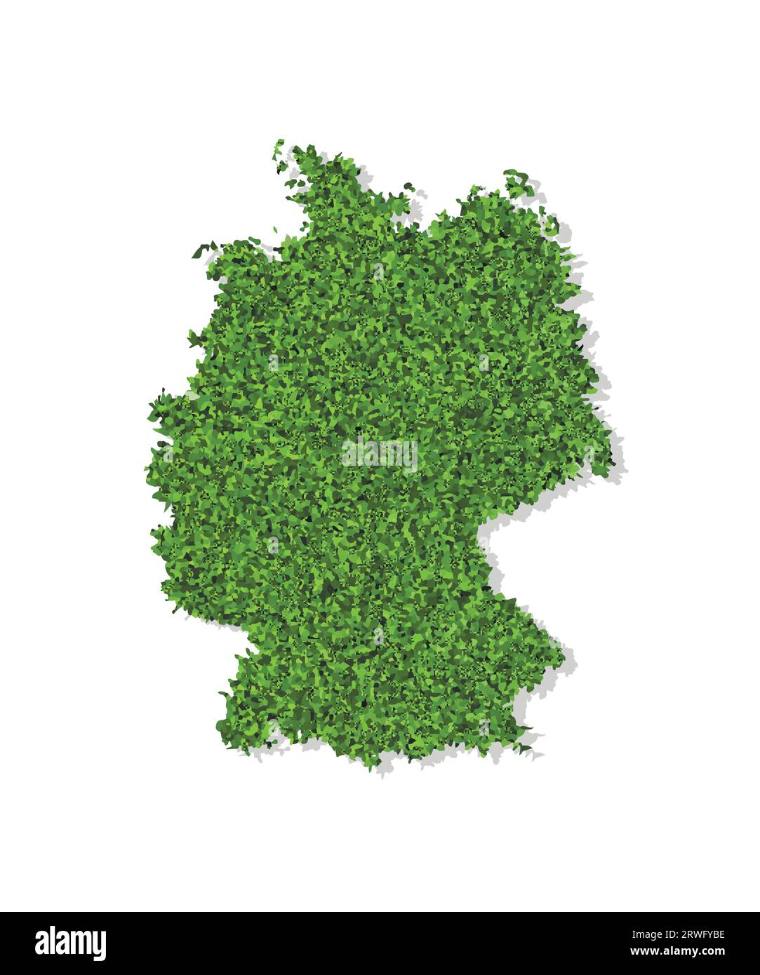 Vector isolated simplified illustration icon with green grassy silhouette of Germany map. White ...