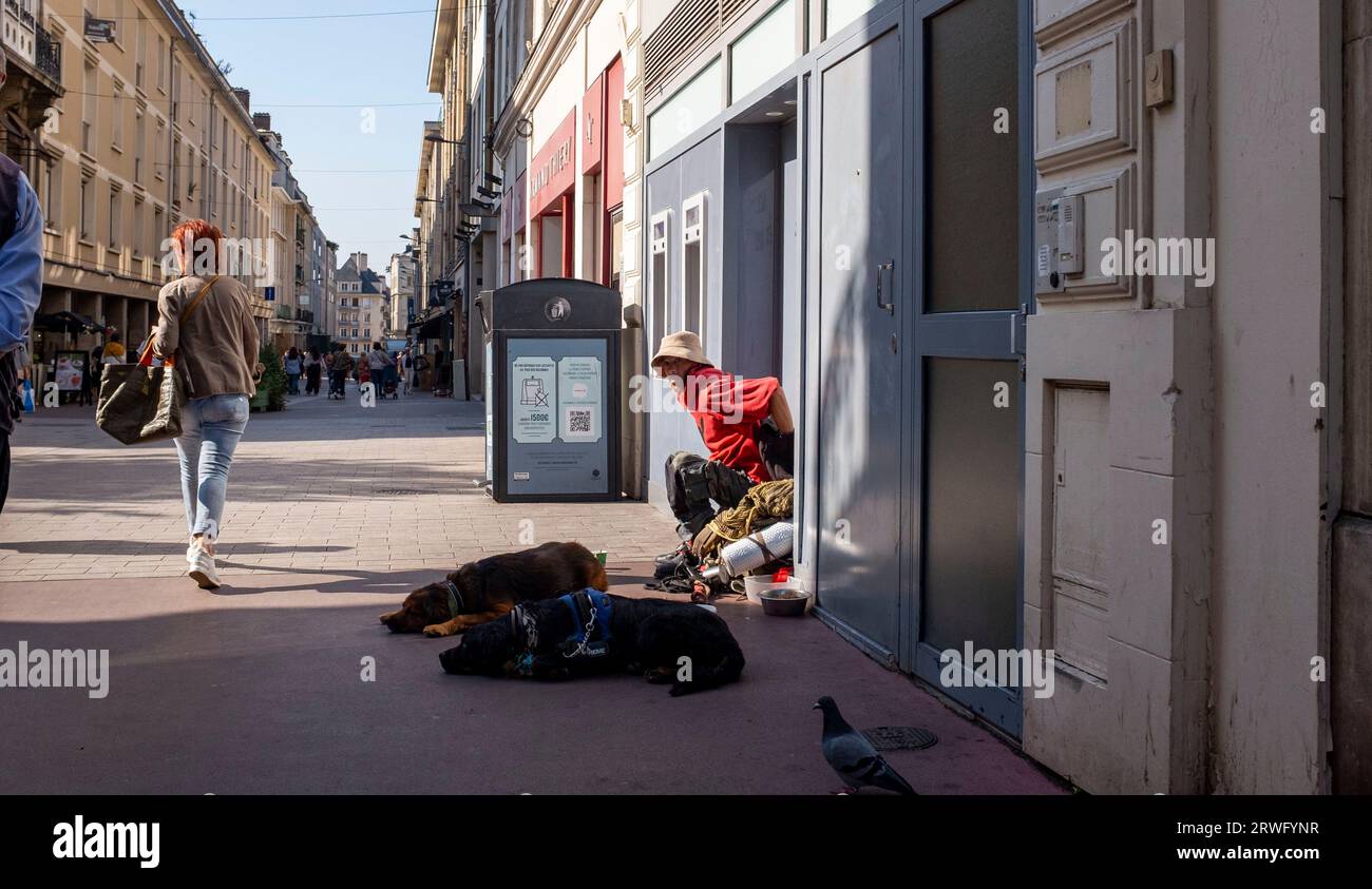 Rouen Normandy France - Begging on the streets Rouen is the capital of ...