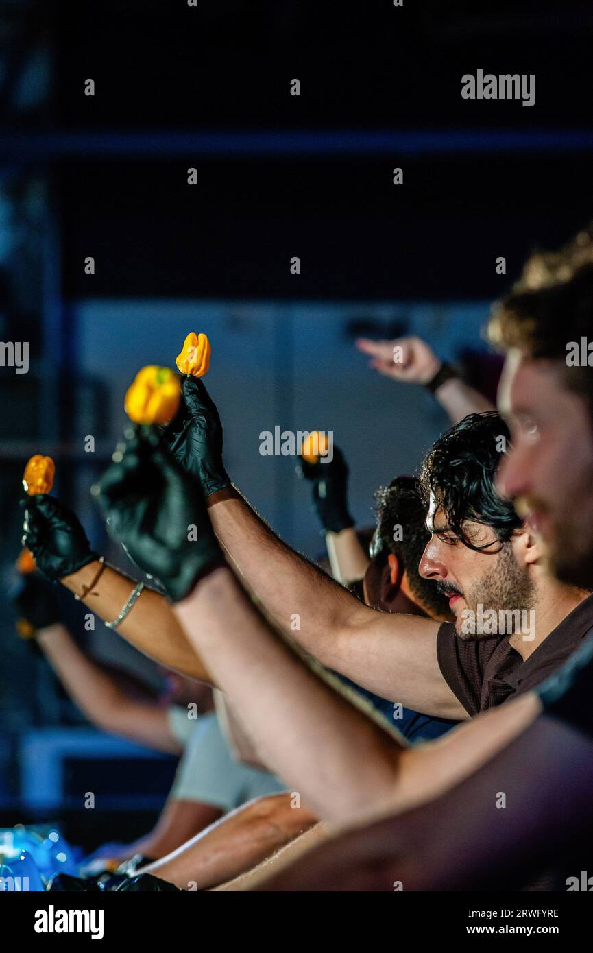 Eindhoven, Netherlands. 17th Sep, 2023. Competitors are seen raising ...